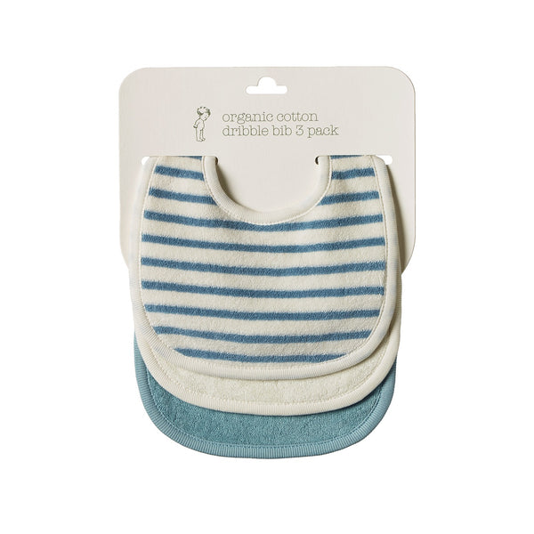 Dribble Bibs 3 Pack 0-6 Months || Powder Blue/Natural - William Bee